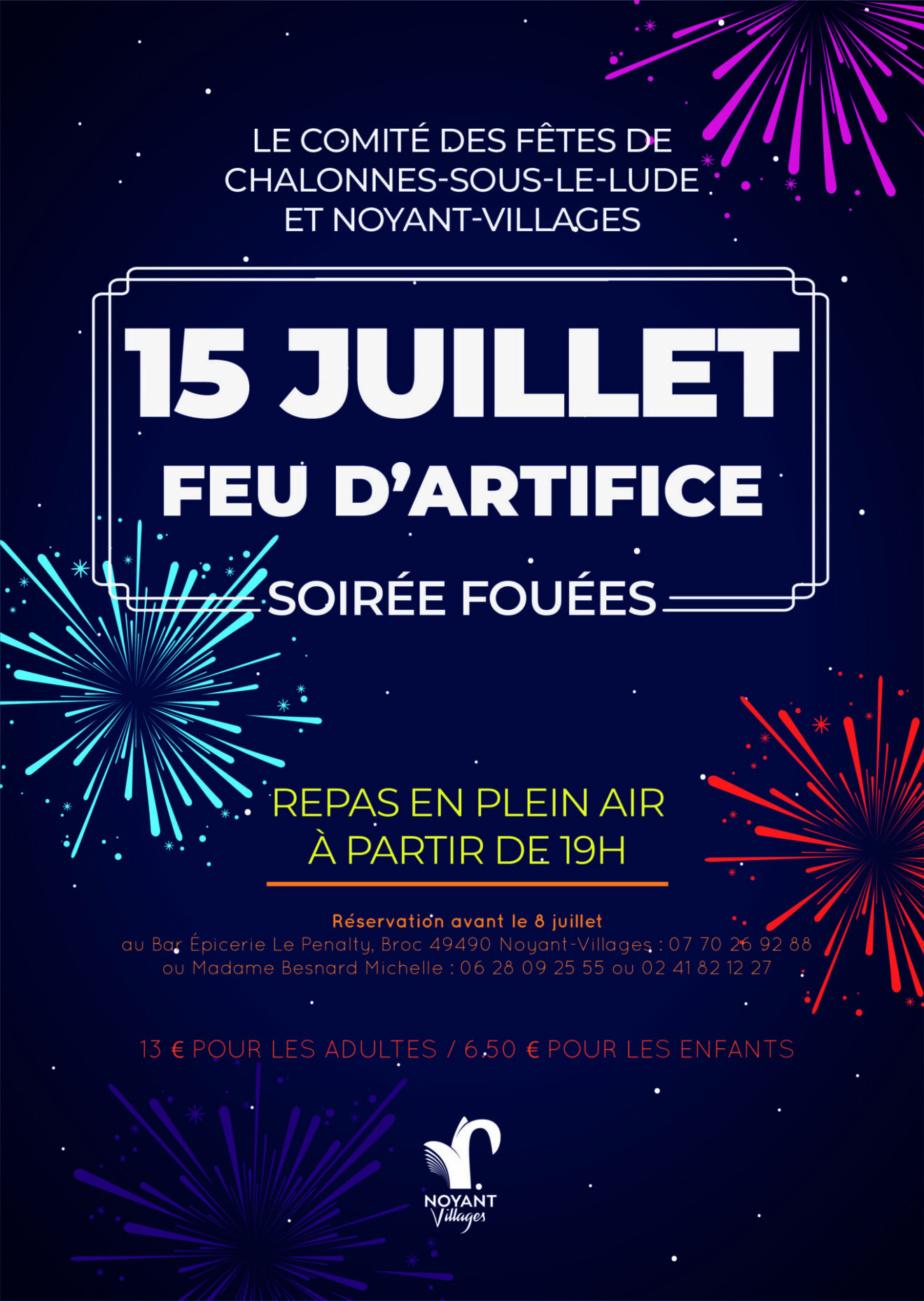 Feu d'artifice et soirée fouée - Noyant-Villages